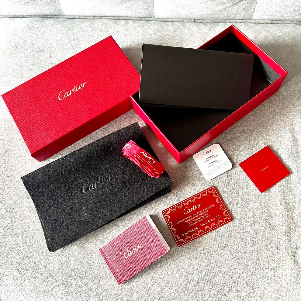 CARTIER Wallet Box + Pouch + Booklets + Filled Certificate + Ribbon ...