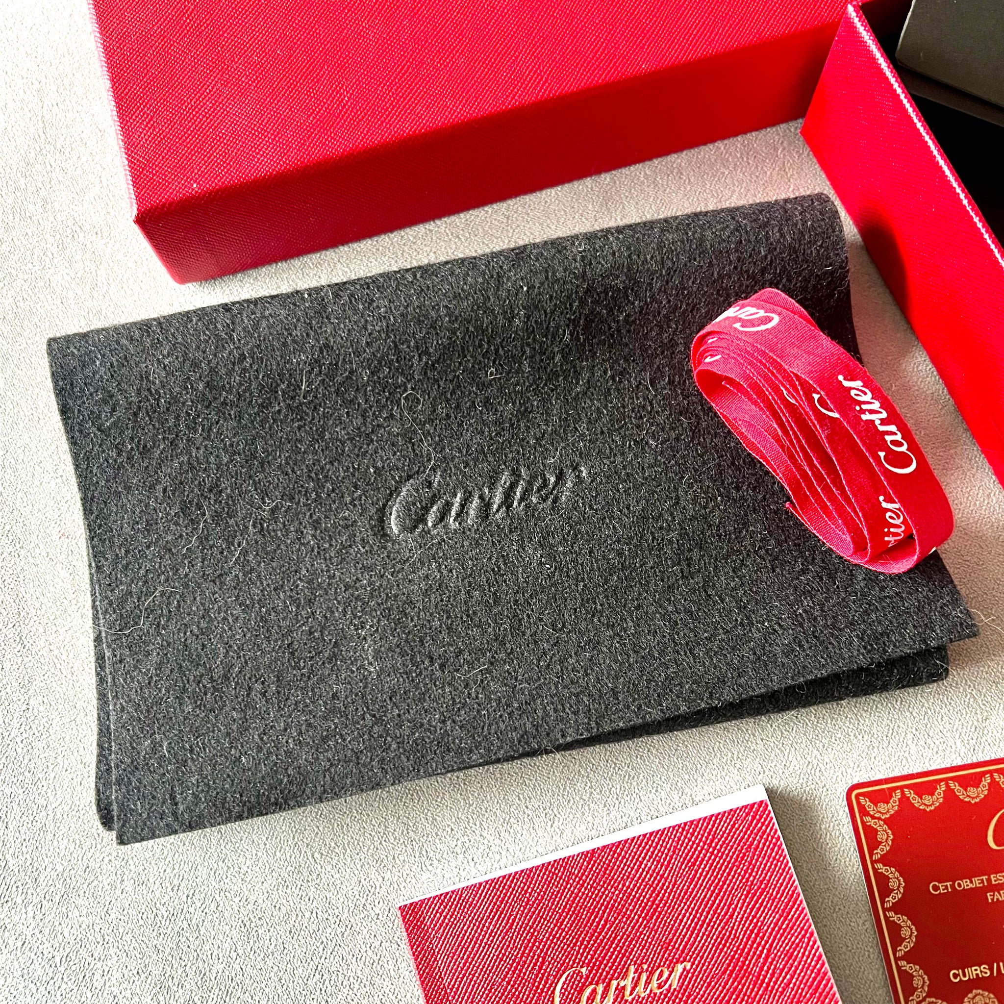 CARTIER Wallet Box + Pouch + Booklets + Filled Certificate + Ribbon ...