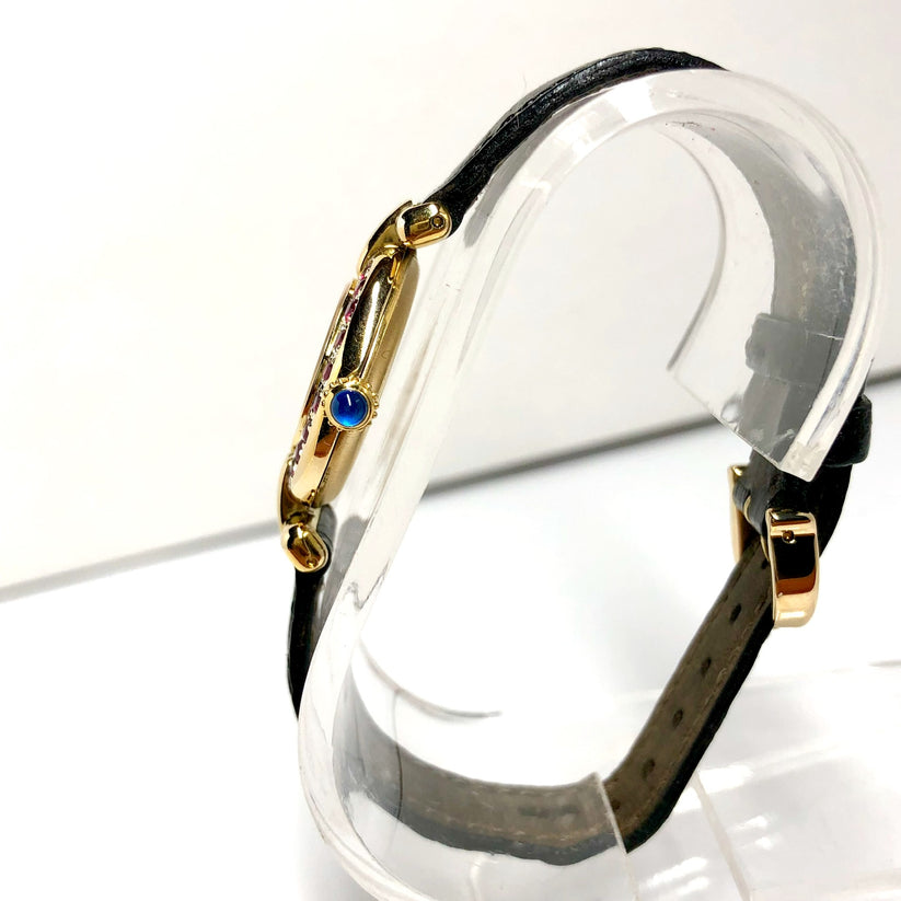 CARTIER COLISÈE Quartz 24mm GoldPlated Silver DIAMONDS & RED RUBIES Wa ...